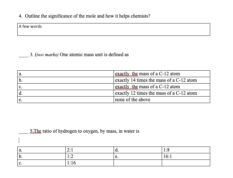 outline the significance of the mole and how it helps chemists few ...