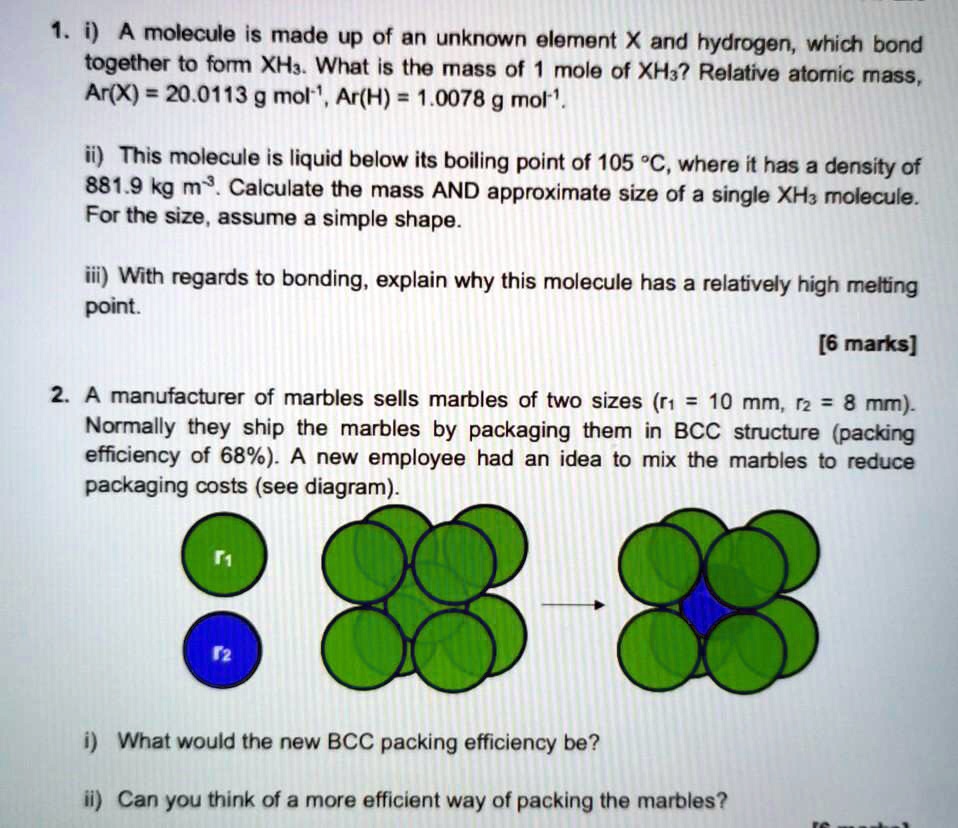 SOLVED: A molecule is made up of an unknown element X and hydrogen ...