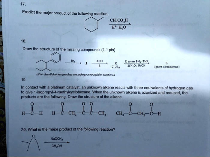 SOLVED: Predict the major product of the following reaction: CH;CO,H H , H,O Draw the structure ...