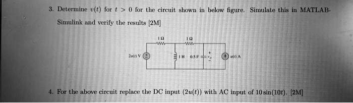 3. Determine v(t) for t > 0 for the circuit shown in below figure ...