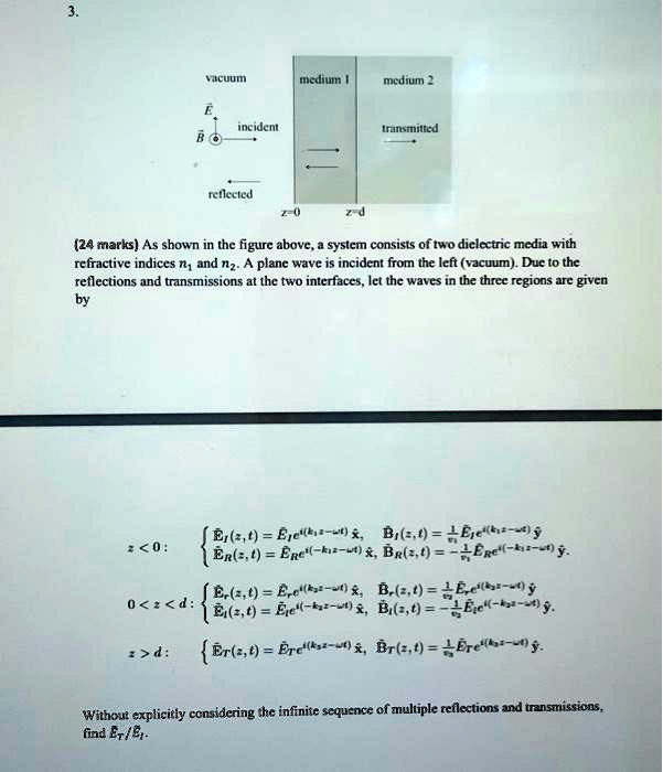 3 vacuum medium1 medium2 e incident bo transmitted reflected z 0 puz 24 ...
