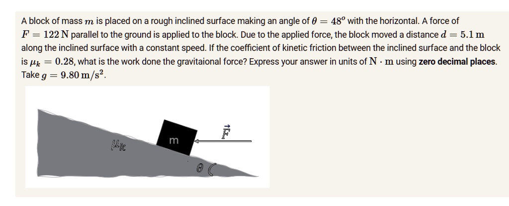 SOLVED: A block of mass m is placed on a rough inclined surface making an angle of Î¸ = 48Â ...