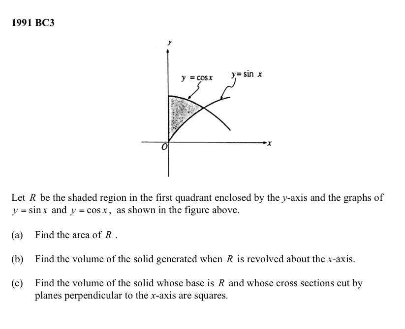 SOLVED: 1991 BC3 = COS X sin X Let R be the shaded region in the first quadrant enclosed by the ...