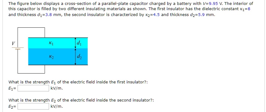 SOLVED: The figure below displays a cross-section of a parallel-plate ...