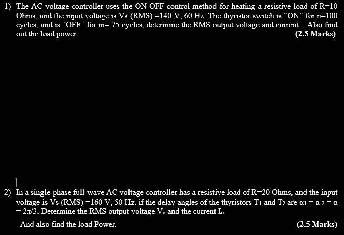 1 the ac voltage controller uses the on off control method for heating ...