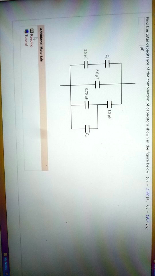 SOLVED: Find the total capacitance the combination capacitors shown the figure below 5 2.92 ii ...