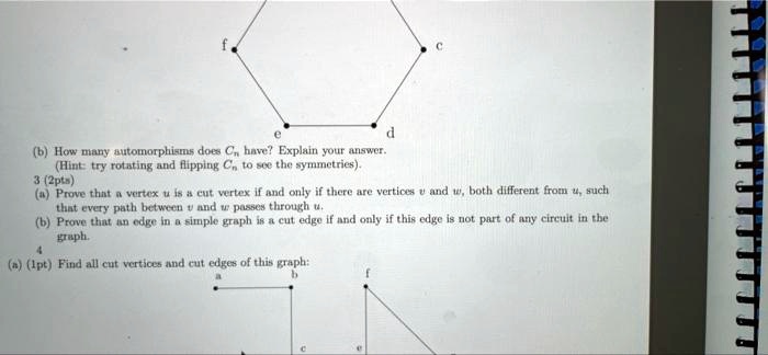 SOLVED: (a) Prove that a vertex u is a cut vertex if and only if there ...