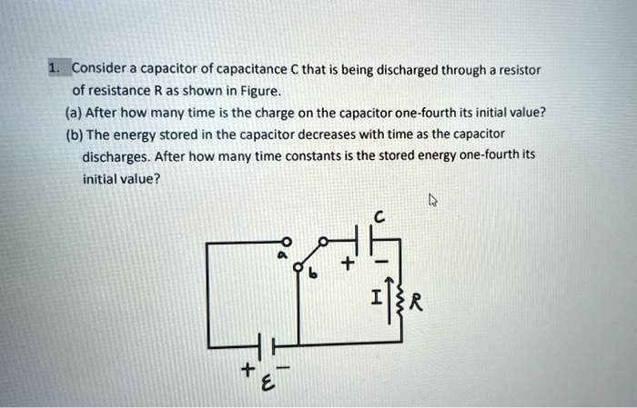 SOLVED: Consider a capacitor of capacitance € that is being discharged ...