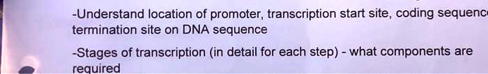 SOLVED: - Understand the location of the promoter, transcription start ...