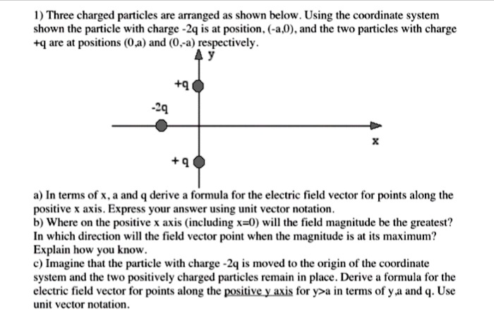 SOLVED: Three charged particles are arranged as shown below . Using the ...