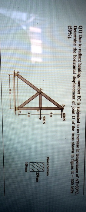 Can you solve it quickly? (50%). 900N. Determine the horizontal displacement of joint D of the ...
