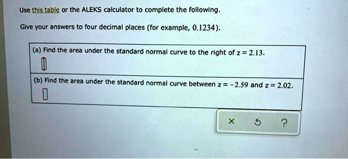 use this table or the aleks calculator to complete the following give ...