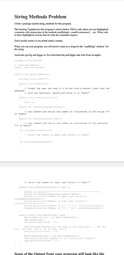 Solved Text In Java String Methods Problem Create A Package Named Stringmethods For This