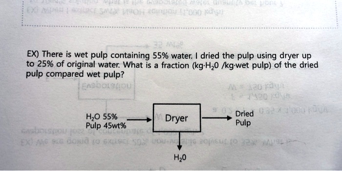 SOLVED: There is wet pulp containing 55% water. I dried the pulp using ...