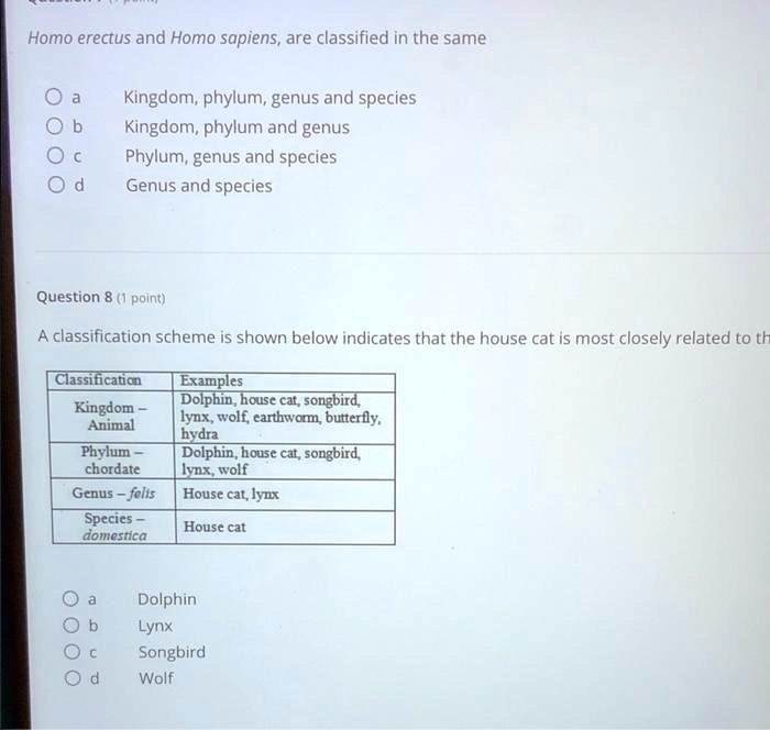Homo erectus and Homo sapiens, are classified in the same a...