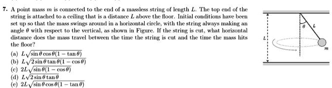 7 a point mass m is connected to the end of a massless string of length l the top end of the ...