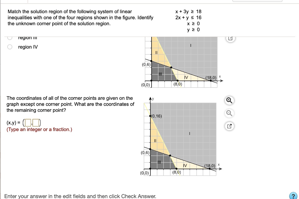 SOLVED: Match the solution region of the following system of linear ...