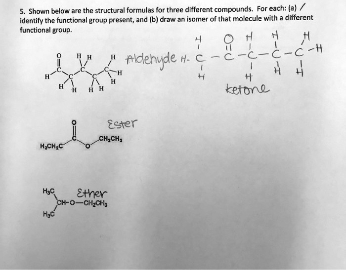 SOLVED: Shown below are the structural formulas for three different ...