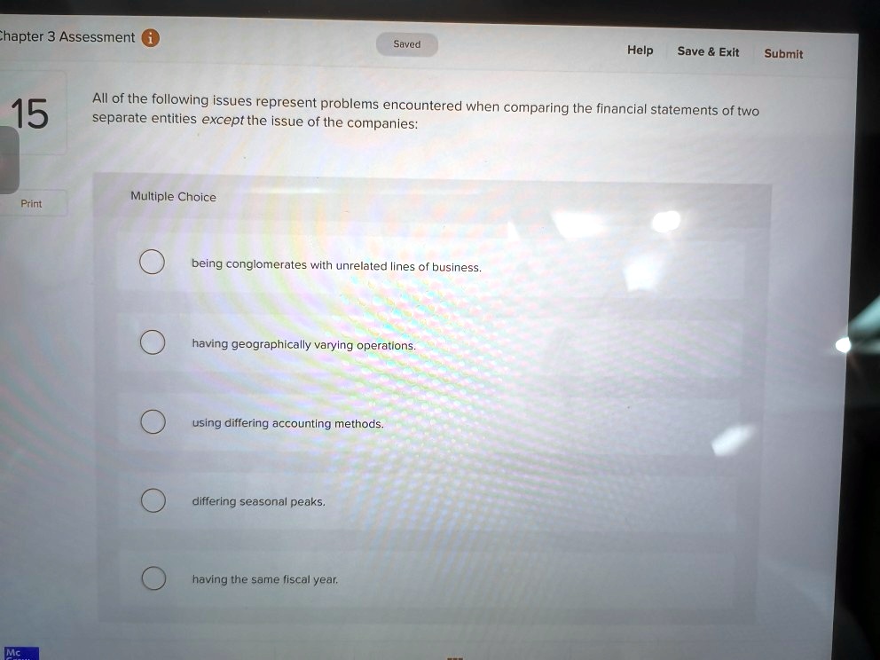 hapter 3 assessment i saved help saveexit submit 15 all of the ...