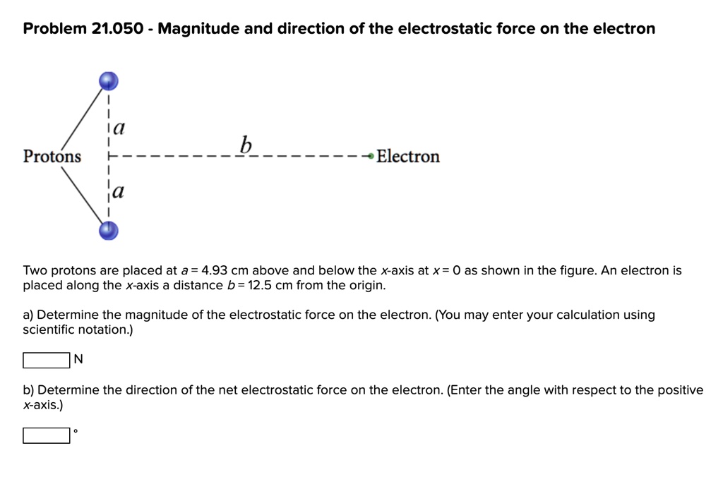 Problem 21.050 - Magnitude and direction of the electrostatic force on ...