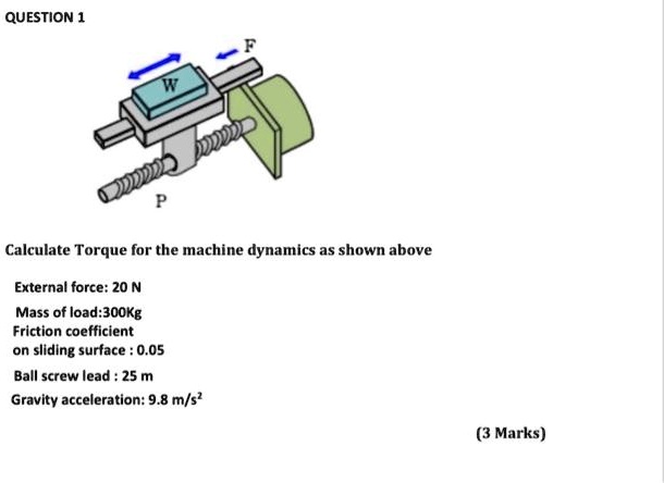 SOLVED: QUESTION1 Calculate Torque for the machine dynamics as shown ...