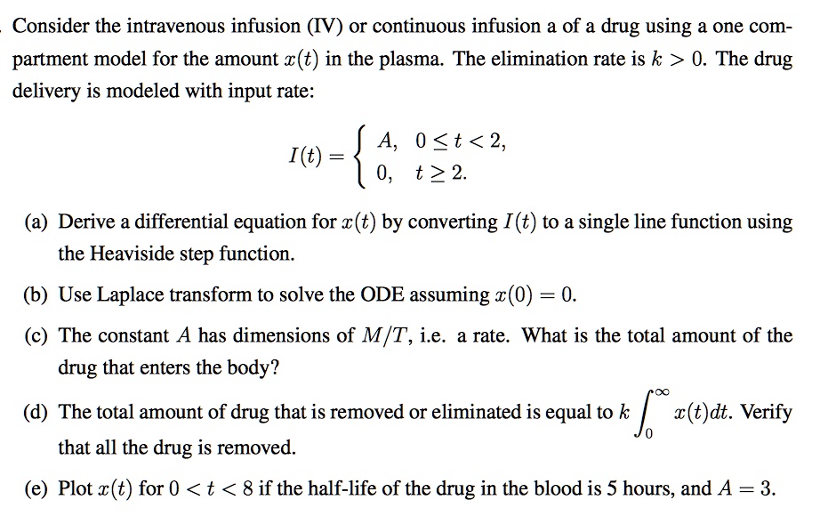 SOLVED:Consider the intravenous infusion (TV) or continuous infusion a ...