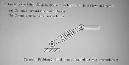 Consider the 3-link planar manipulator with prismatic joint shown in ...