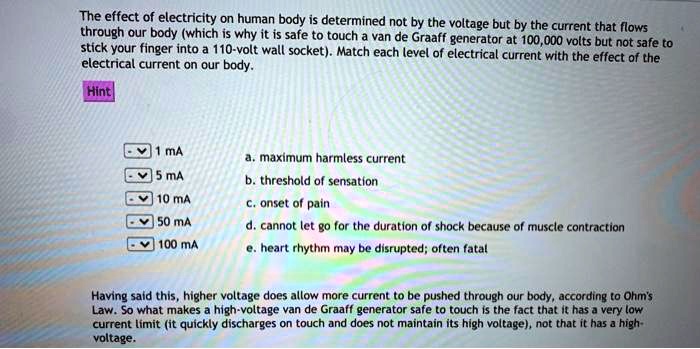 SOLVED: The effect of electricity on the human body is determined not ...