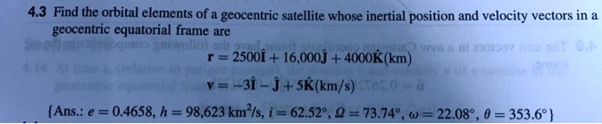 4.3 Find the orbital elements of a geocentric satellite whose inertial ...