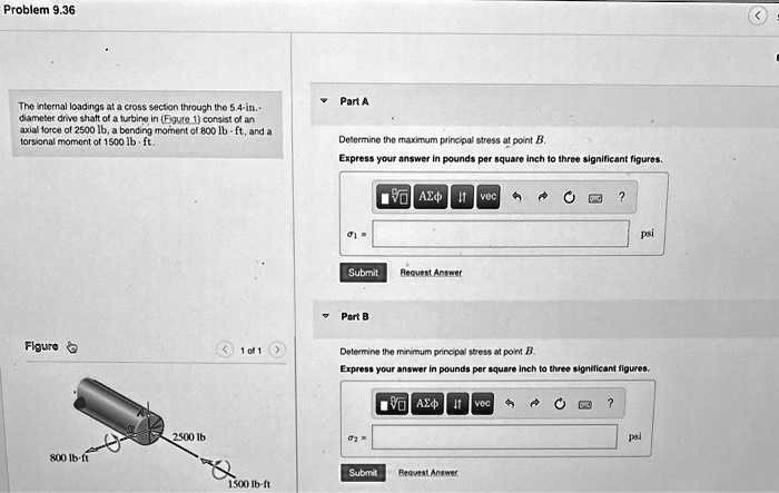 SOLVED: Problem 9.36 The internal loadings at a cross section through ...