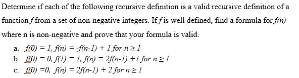Solveddetermine If Each Ofthe Following Recursive Definition Is Valid Recursive Definition Of A 7957