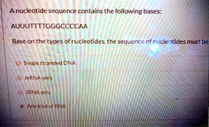 SOLVED: Anucleotide sequence contains the following bases ...