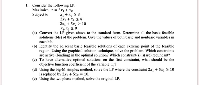 Solved Consider The Following Lp Maximize 3x1 Xz Subject To X X2