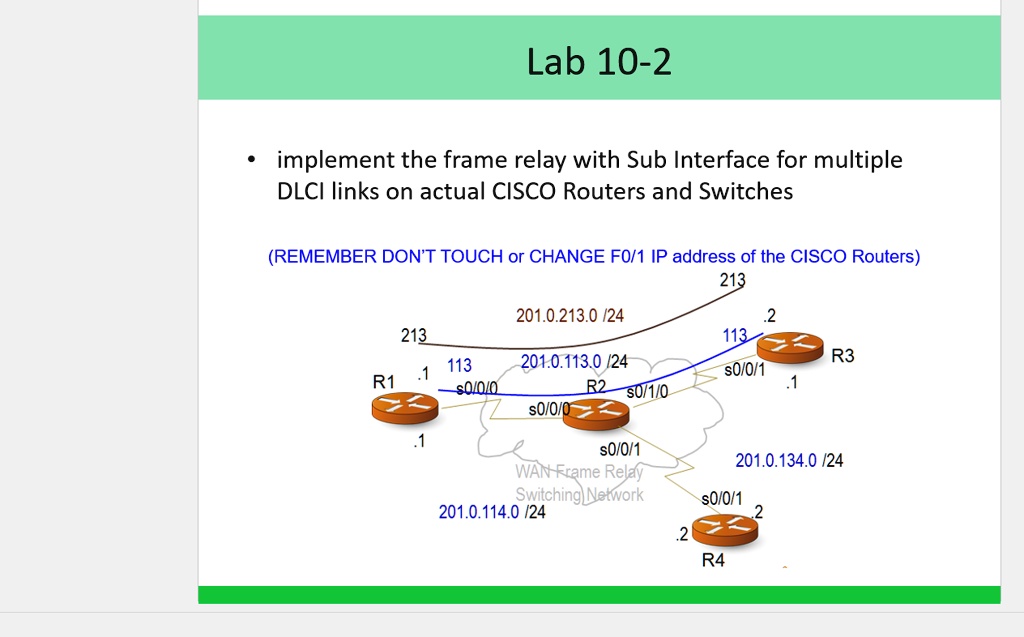 Lab 10-2 implement the frame relay with Sub Interface for multiple DLCI ...