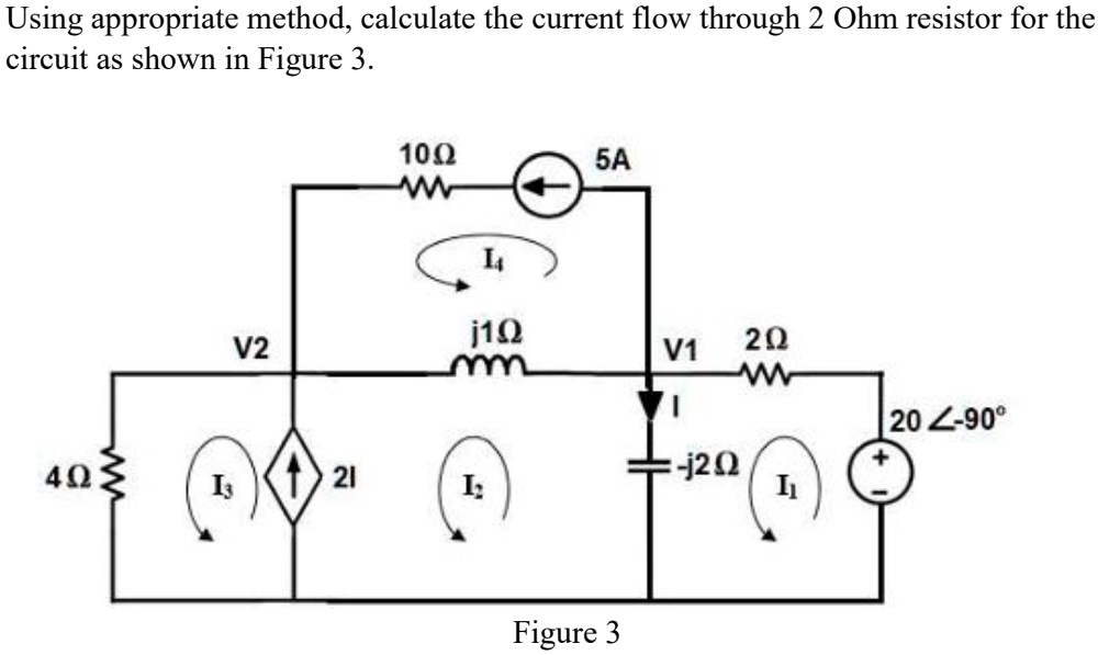 Using appropriate method, calculate the current flow through 2 Ohm resistor for the circuit as ...