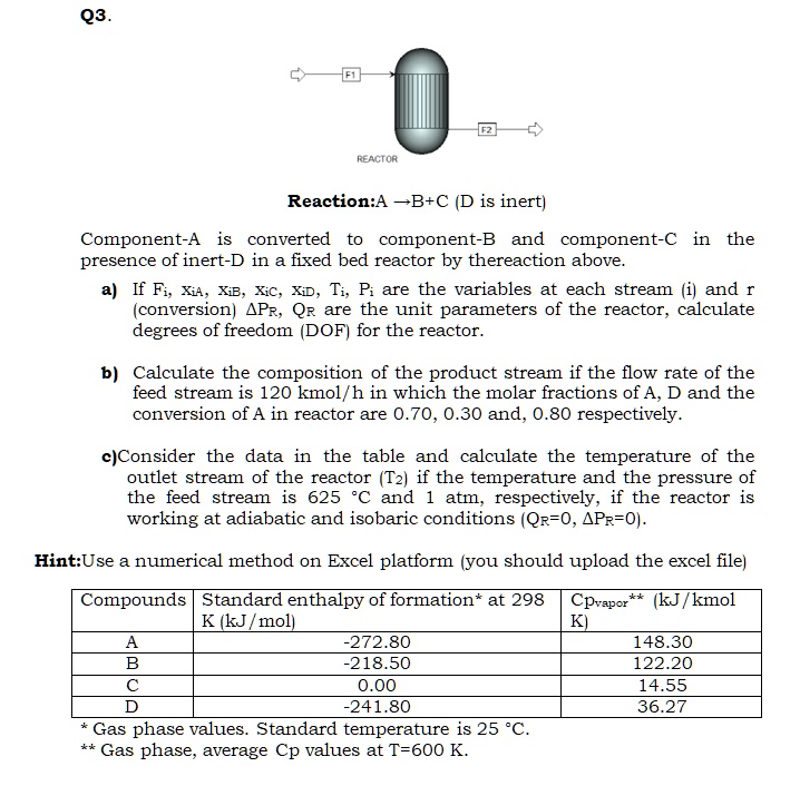 SOLVED: Component-A is converted to component-B and component-C in the presence of inert-D in a ...