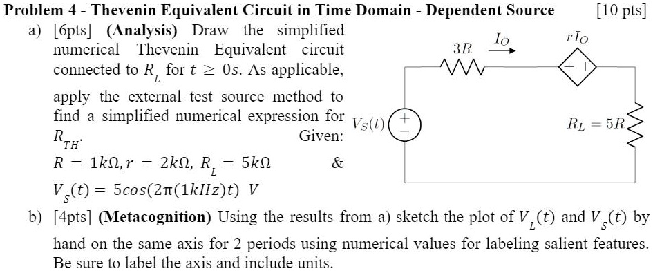SOLVED: Problem 4 - Thevenin Equivalent Circuit in Time Domain - Dependent Source a) [6pts ...
