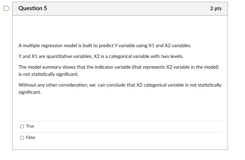 SOLVED: A multiple regression model is built to predict the Y variable using the X1 and X2 ...