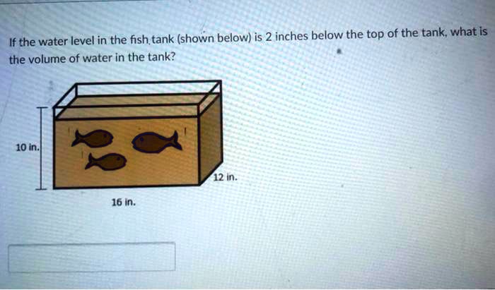 If the water level in the fish tank (shown below) is 2 inches below the ...