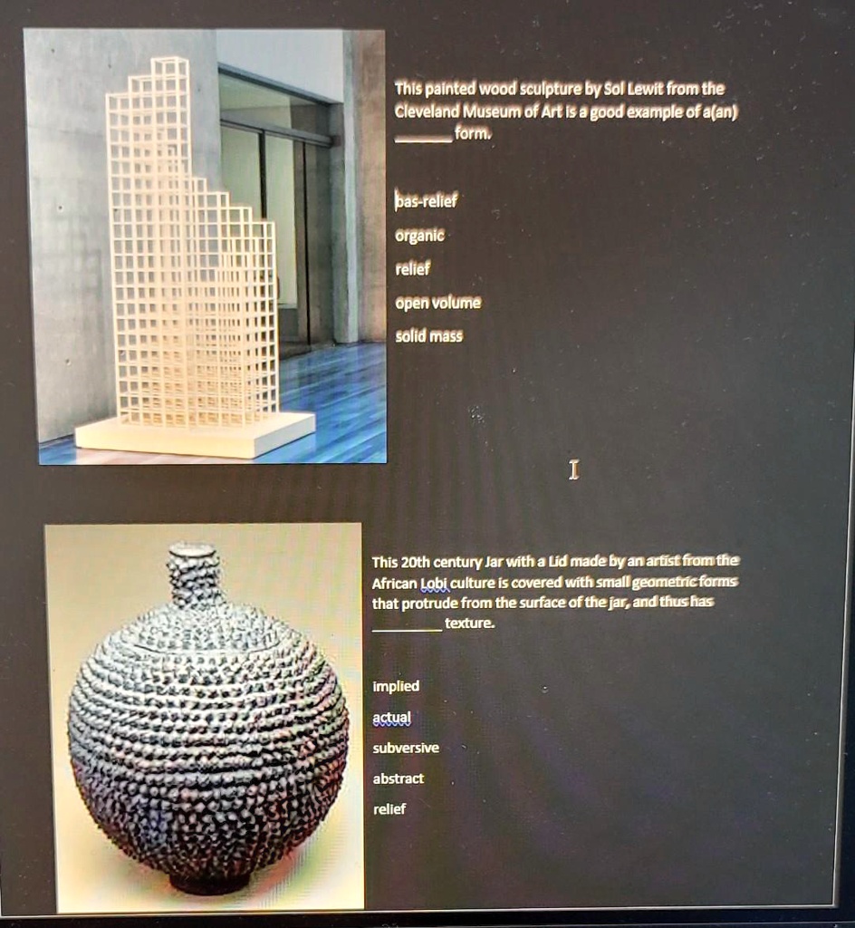 SOLVED: This painted wood sculpture by Sol LeWitt from the Cleveland ...