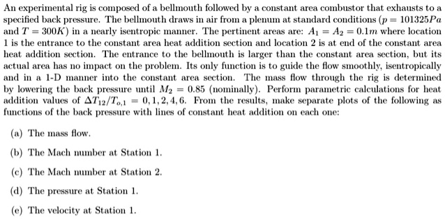 An experimental rig is composed of a bellmouth followed by a constant ...