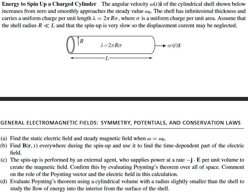 Energy to Spin Up a Charged Cylinder The angular velocity ω(t)ẑ of the ...