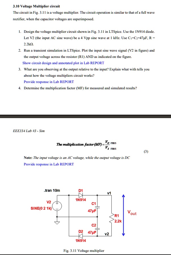 SOLVED: 3.10 Voltage Multiplier Circuit The circuit in Fig. 3.11 is a ...
