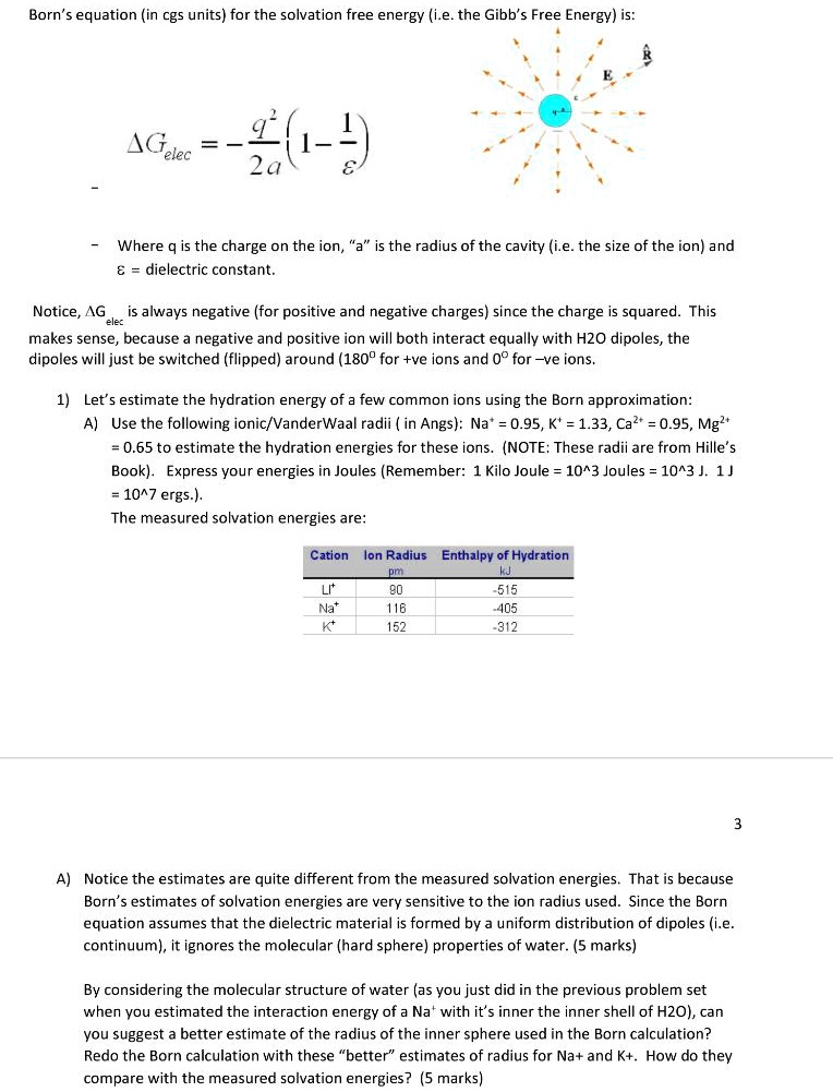 SOLVED:Born' $ equation (in cgs units) for the solvation free energy (i ...