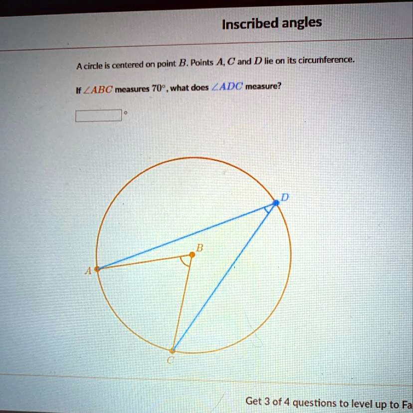 SOLVED: 'a circle is centered on point B. points A, C and D lie on its circumference. if ABC ...