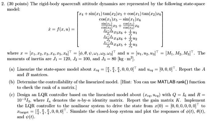 Video Solution 2 30 Points The Rigid Body Spacecraft Attitude