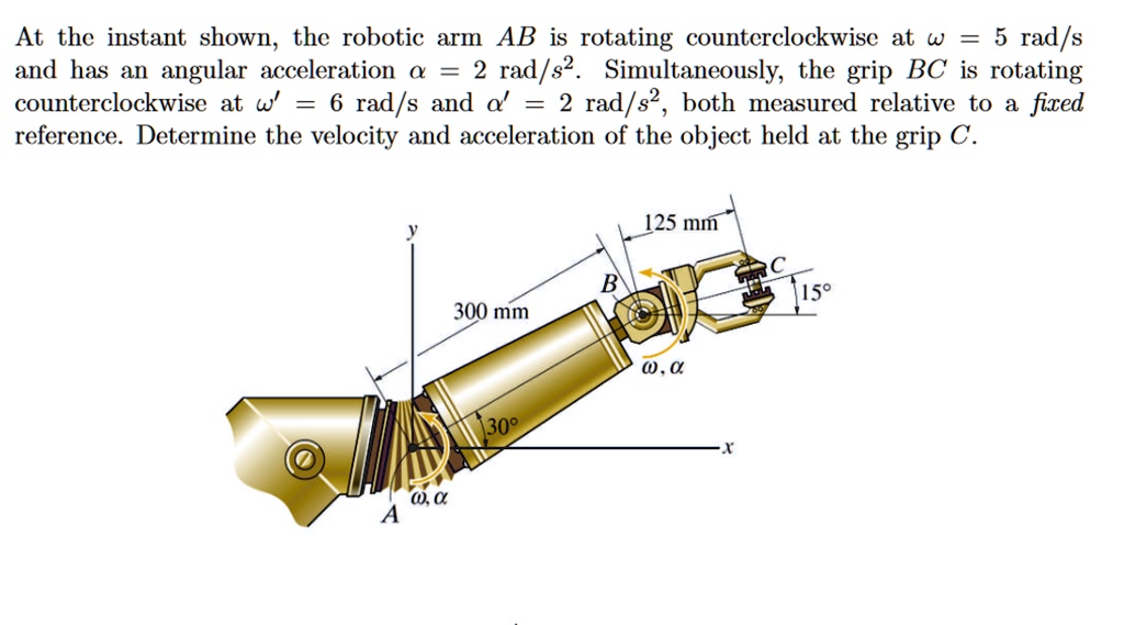 at the instant shown the robotic arm ab is rotating counterclockwise at w 5 rads and has an ...