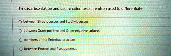 the decarboxylation and deamination tests are often used to ...