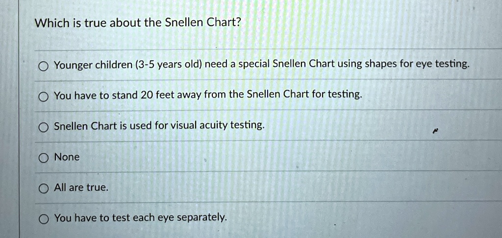which is true about the snellen chart younger children 3 5 years old ...