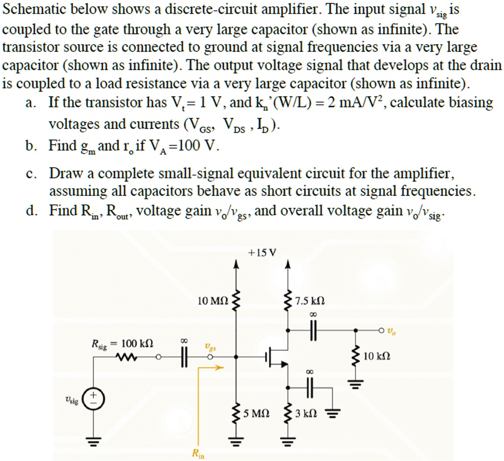 a. If the transistor has Vt = 1 V, and kn'(W/L) = 2 mA/V^2, calculate ...